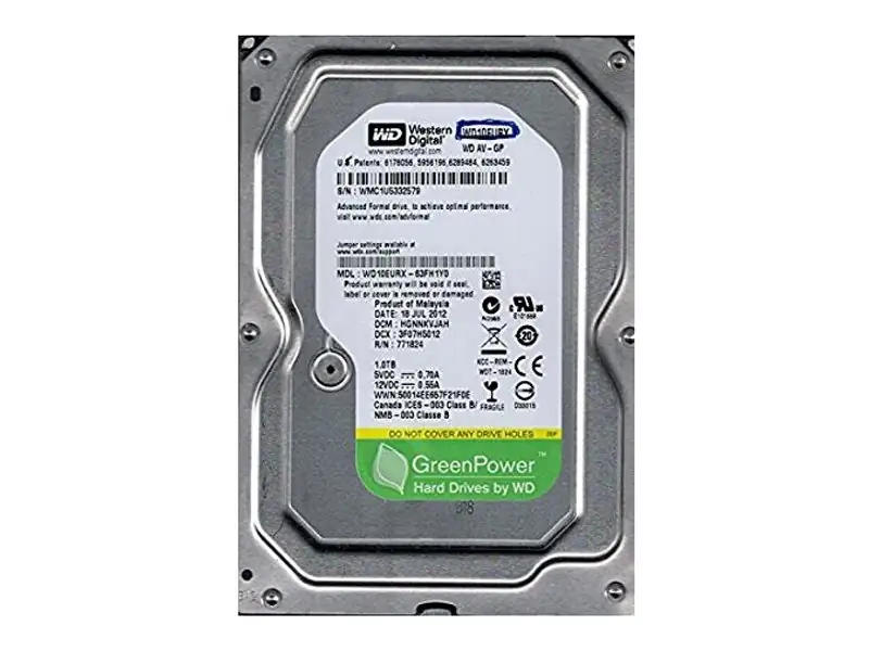 WESTERN DIGITAL WD GREEN, 3.5 / 1TB / 64MB / SATA / 7200 RPM, WD10EURX REFUBRISHED