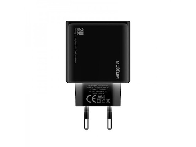 Kucni punjac Moxom MX-HC20 2xUSB 5V/2.4A Type C crni