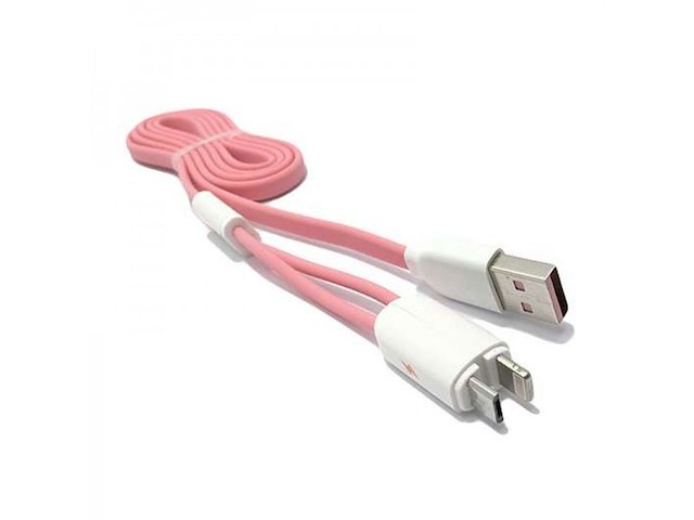 USB data kabal REMAX Twins RC-025t 2in1 za Iphone lightning/micro USB roze 1m