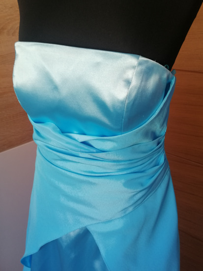 plava svecana haljina s esarpom L