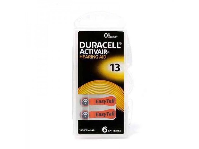 Baterija za slusni aparat Zinc Air dugmasta 1.45V ZA13 kutija 6/1 Duracell