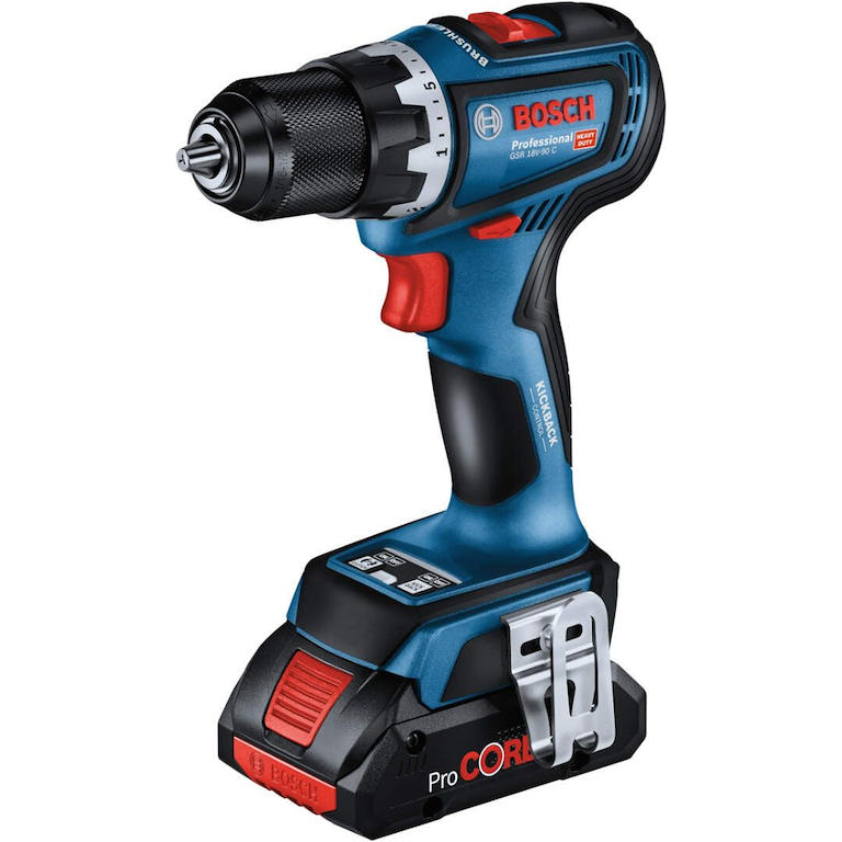 Bosch Akumulatorska bušilica-odvrtač GSR 18V-90 C, 2×2,0 Ah + plastični kofer, 06019K6020