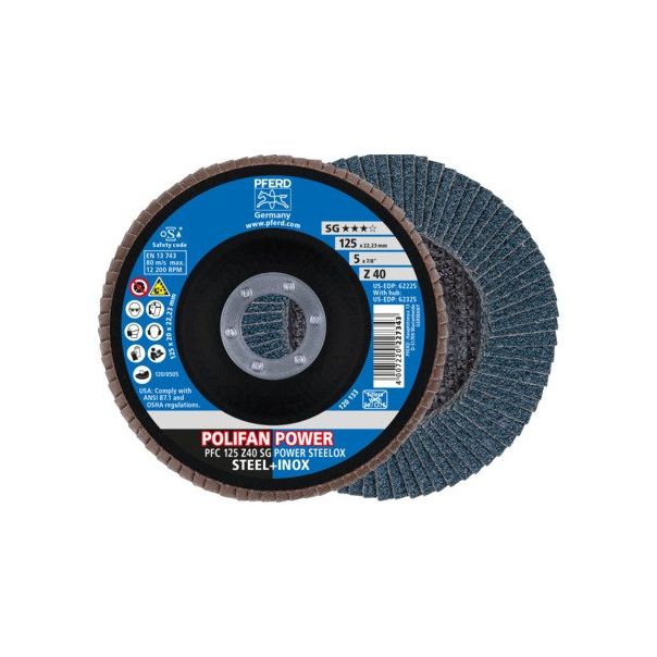 PFERD Polifan - lepezasti brsuni disk SG perfomansi PFC 125 Z40 Power Steelox