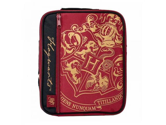 Harry Potter Deluxe 2 Pocket Lunch Bag Burgundy - Crest