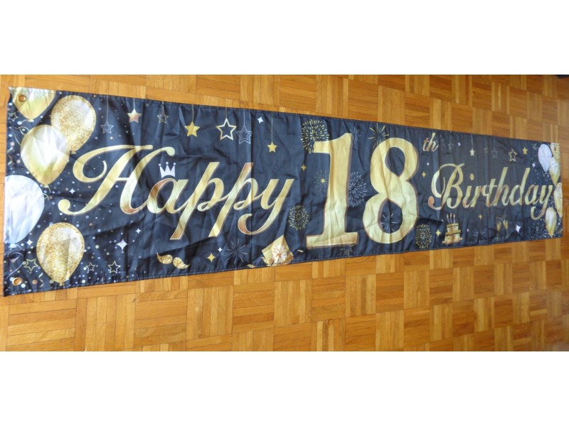 HAPPY 18th BIRTHDAY, banner, 208 x 42 cm