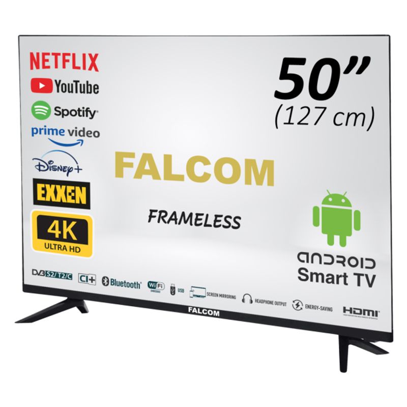 TV Falcom 50LTF022SM Smart LED TV 50inca (127cm), Ultra HD 4K, DVB- S2/T2/C tuner, H265 HEVC, 2x10W