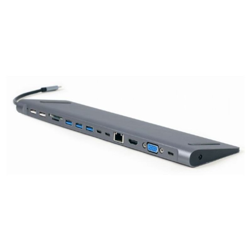 A-CM-COMBO9-01 Gembird USB Type-C 9-in-1 multi-port adapter USB hub+HDMI+VGA+PD+card reader+LAN+3.5m