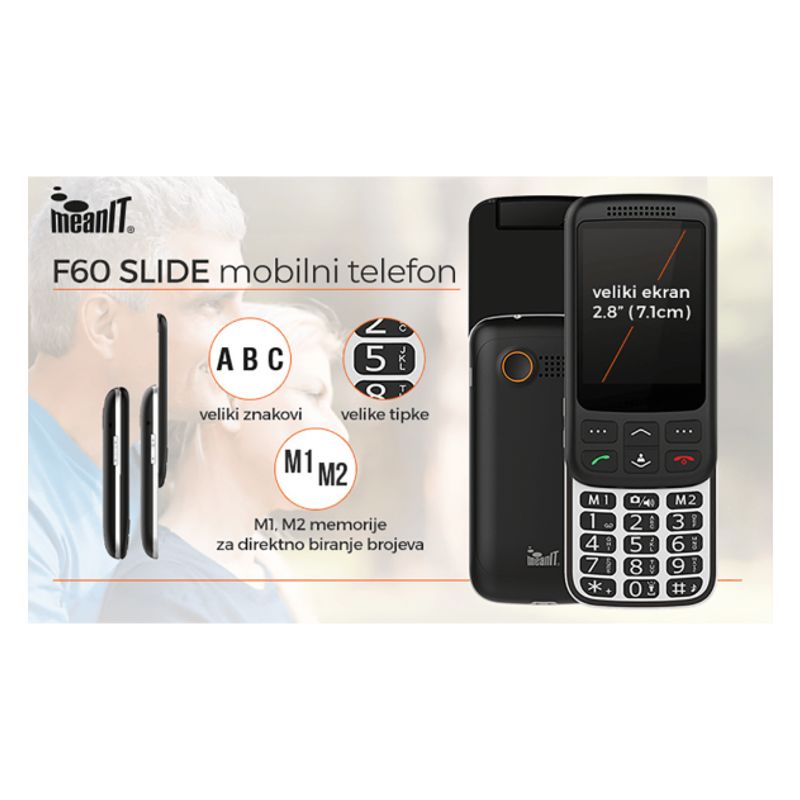 Mobilni telefon F60 SLIDE , 2.8 ekran ( 7.1 cm ), Dual SIM