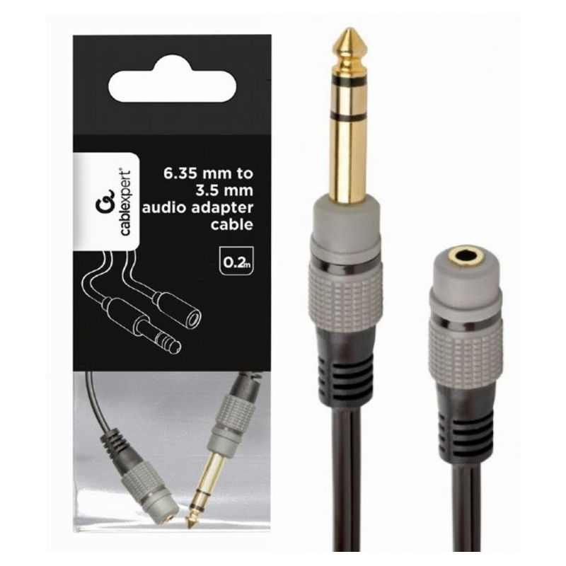 A-63M35F-0.2M Gembird 6.35mm to 3.5mm audio adapter cable, 0.2m