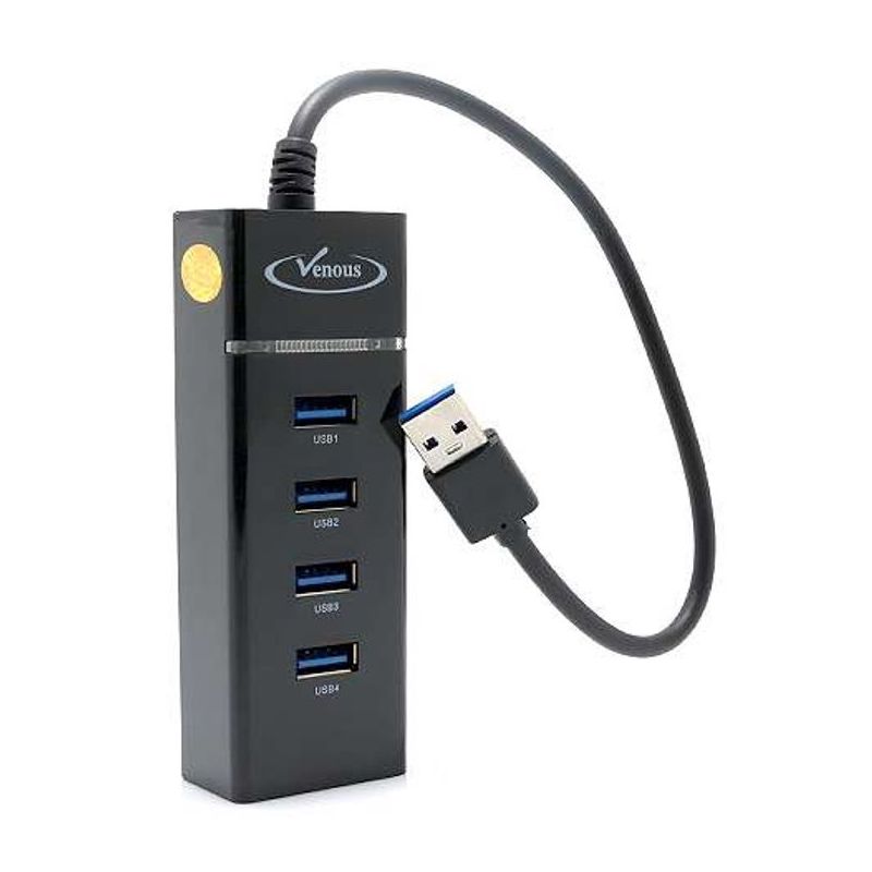 HUB USB 3.0 Hi-Speed Venous 4 porta crni