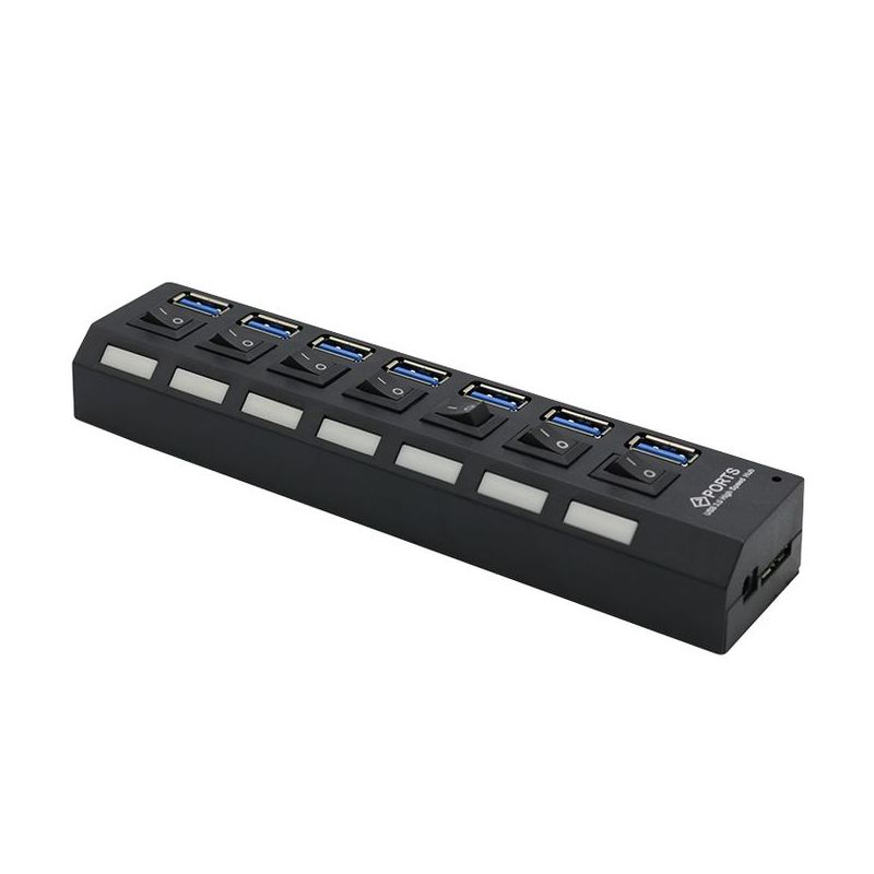 HUB USB 3.0 7 portova + prekidac A118 sa 1.2m kablom crni