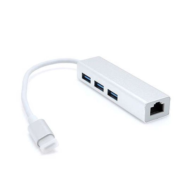 HUB Type C 3.0 HI-Speed 3xUSB LAN za MacBook srebrni