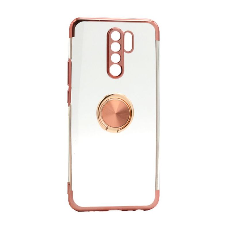 Futrola MAGNETIC RING CLEAR za Xiaomi Redmi 9 roze