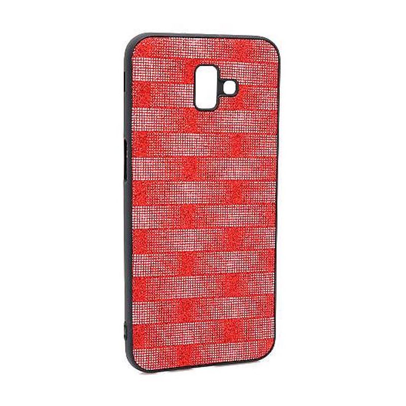 Futrola Glitter Plaid za Samsung J610F Galaxy J6 Plus crvena
