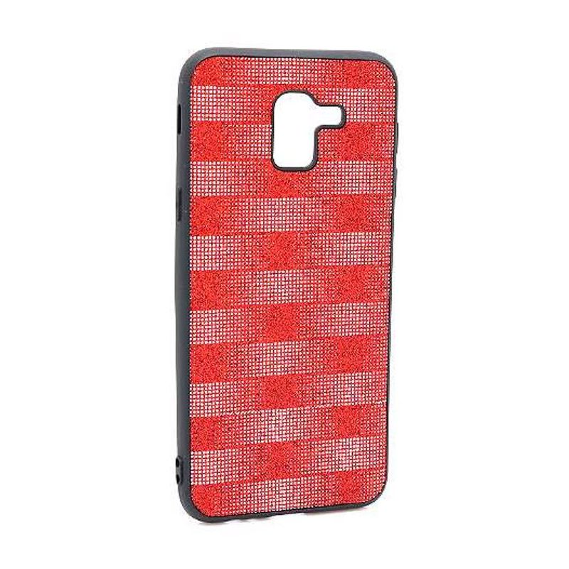 Futrola Glitter Plaid za Samsung J600F Galaxy J6 2018 crvena