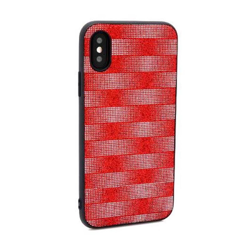 Futrola Glitter Plaid za Iphone X/XS crvena