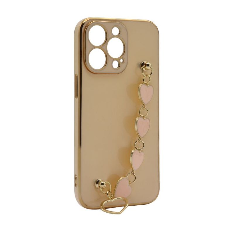 Futrola Glass Heart Chain za iPhone 13 Pro (6.1) pink