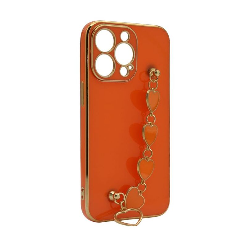 Futrola Glass Heart Chain za iPhone 13 Pro (6.1) narandzasta