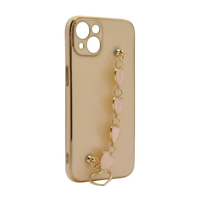 Futrola Glass Heart Chain za iPhone 13 (6.1) pink