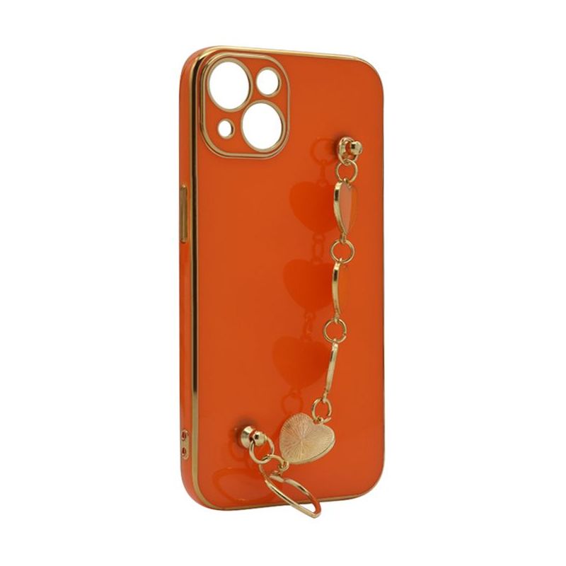 Futrola Glass Heart Chain za iPhone 13 (6.1) narandzasta