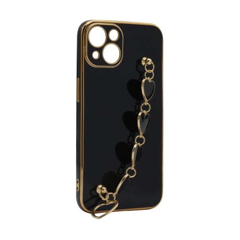 Futrola Glass Heart Chain za iPhone 13 (6.1) crna
