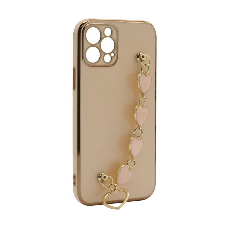 Futrola Glass Heart Chain za iPhone 12 Pro (6.1) pink