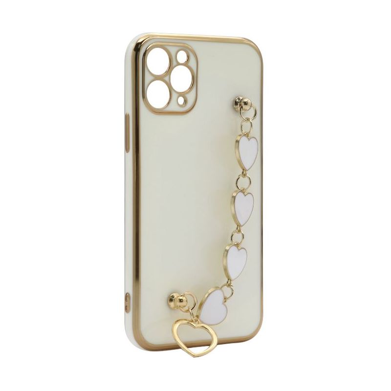 Futrola Glass Heart Chain za iPhone 11 Pro (5.8) bela