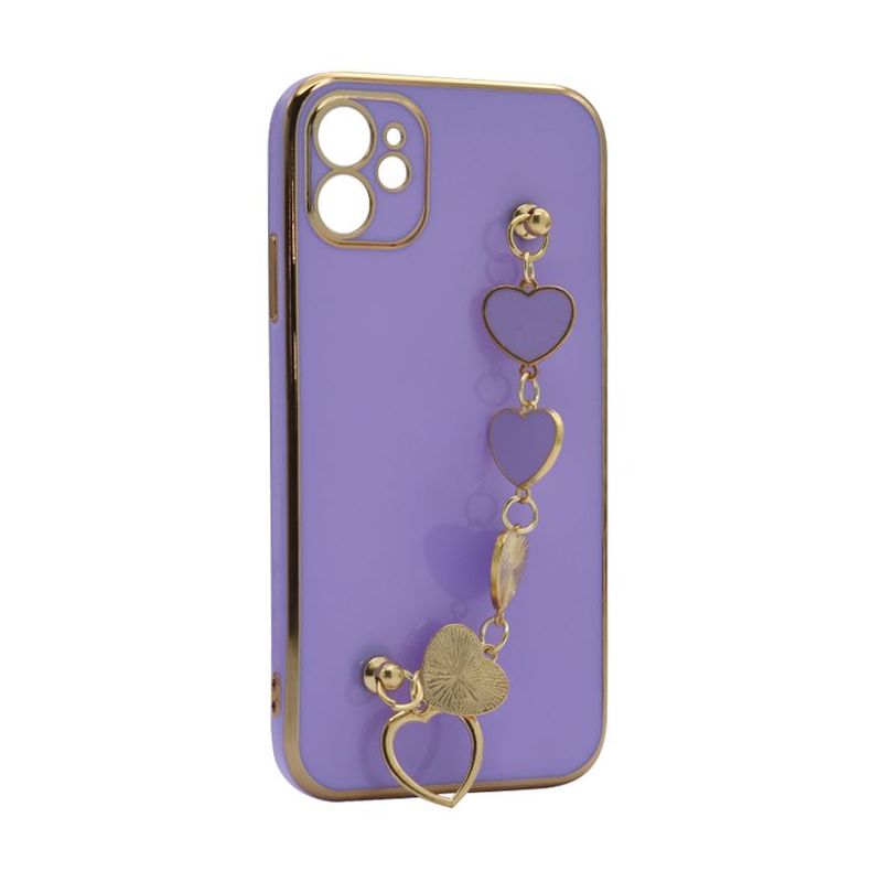 Futrola Glass Heart Chain za iPhone 11 (6.1) ljubicasta