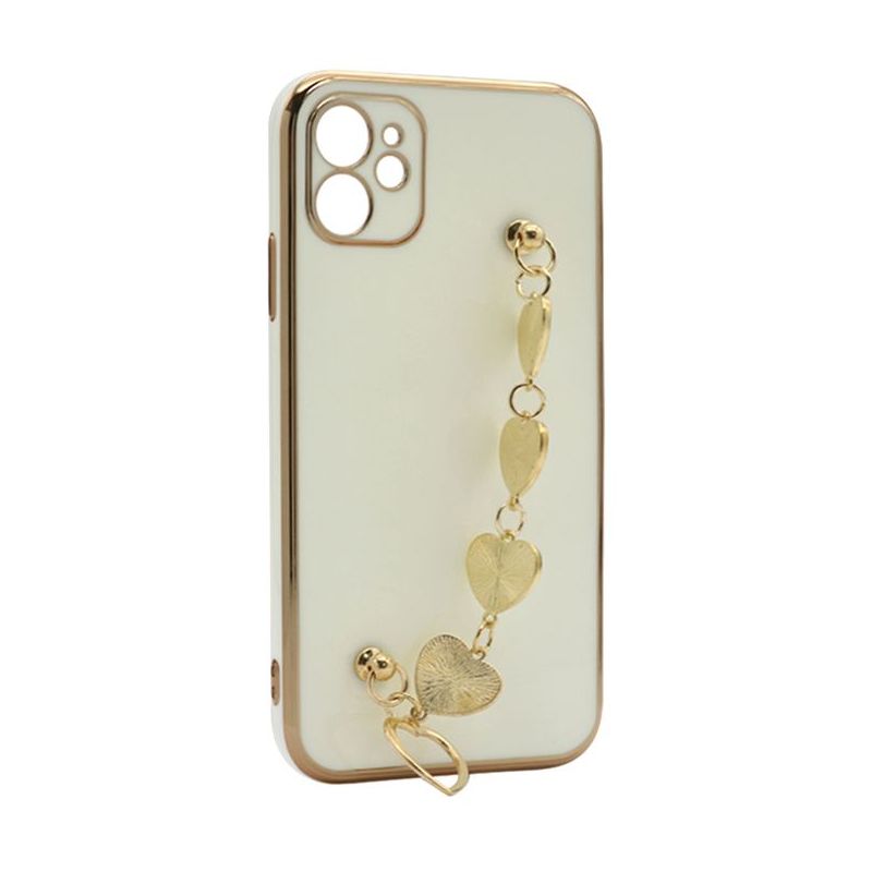 Futrola Glass Heart Chain za iPhone 11 (6.1) bela