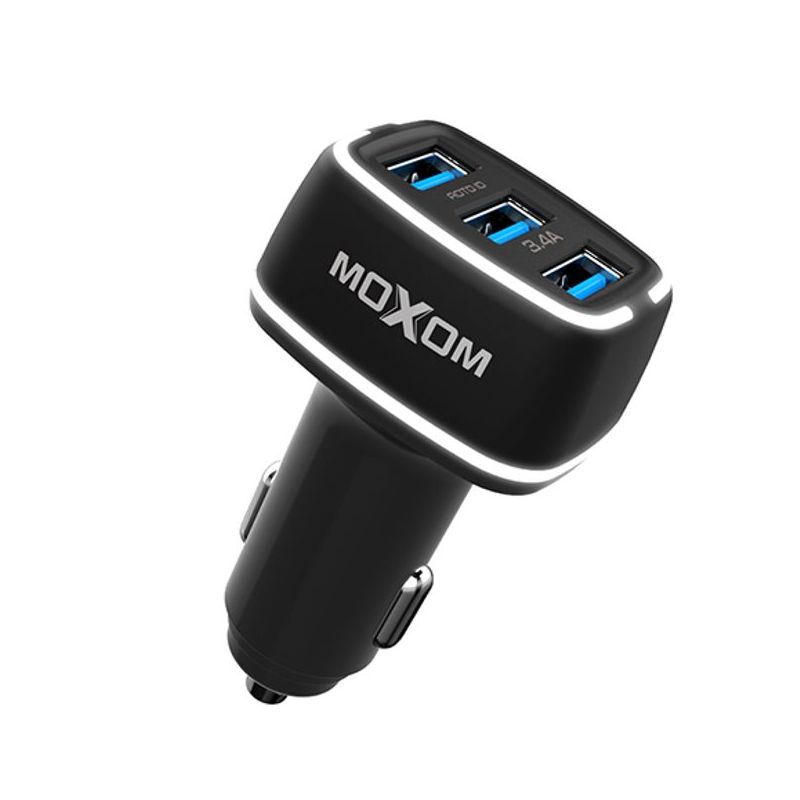 Auto punjac Moxom MX-VC01 3xUSB 5V/3.4A za Iphone lightning crni