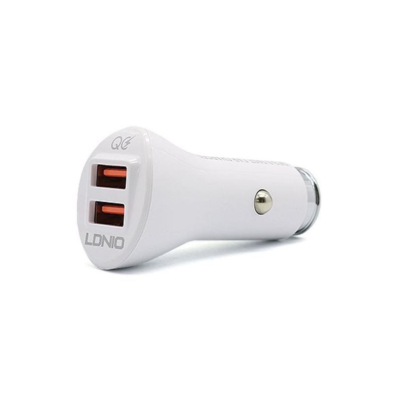 Auto punjac LDNIO C511Q 2xUSB 5V/3A FAST QC 3.0 za Iphone lightning beli