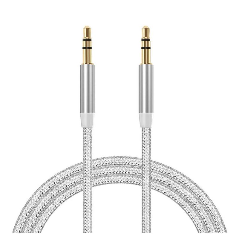 Audio AUX kabal Woven 3.5mm srebrni