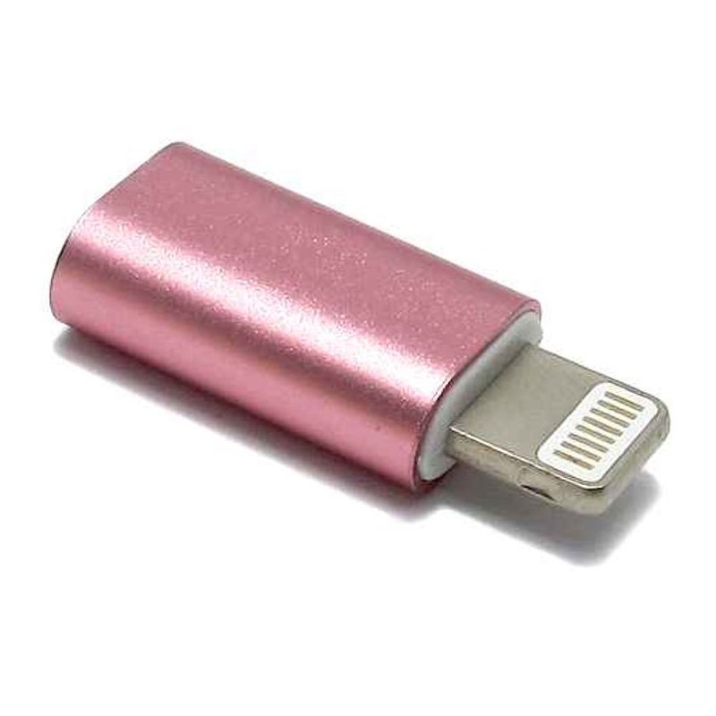 Adapter metalni sa micro na Iphone 5G/5S/SE/6G/6S/6 Plus roze