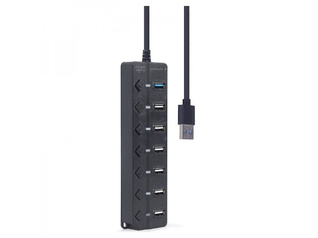 UHB-U3P1U2P6P-01 Gembird 7-port USB hub (1xUSB 3.1 + 6xUSB 2.0) with switches, black