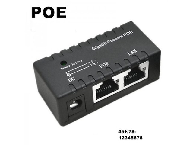 POE-INJ-4811 Gembird 48V/1A 130W, 1000mbps Passive POE injector od 5~48V, konektor 5.5x2.1mm