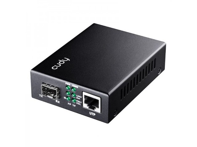 Cudy MC220P Gbit Media Converter 10/100/1000M SFP Slot to 10/100/1000M PoE+ Port, IEEE 802.3at/af