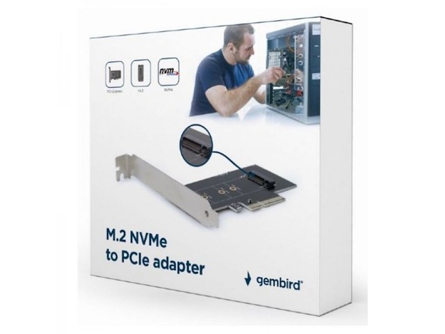 PEX-M2-01 Gembird M.2 SSD NVMe adapter PCI-Express add-on card, sa dodatnim low-profile breketom