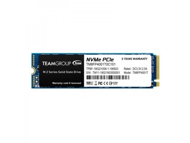 TeamGroup * M.2 2280 1TB MP34 SSD PCIe Gen3 x4, NVM Express, 3400/2900MB/s TM8FP4001T0C101 (7499)