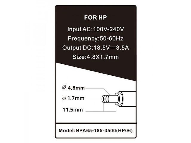 NPA65-185-3500 (HP06) ** Gembird punjac za laptop 65W-18.5V-3.5A, 4.8x1.7mm yellow (860)