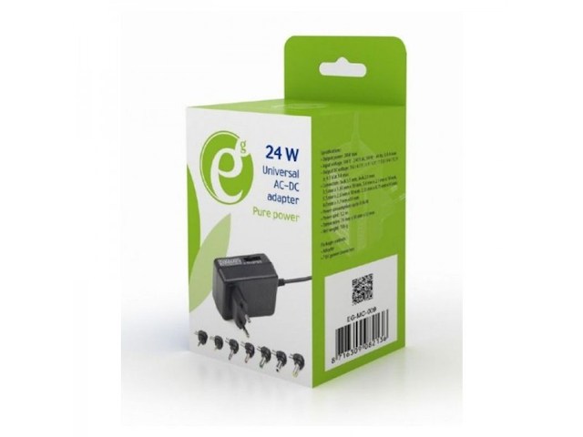 EG-MC-009 Gembird 24W Univerzalni AC-DC adapter 220V/24W na 3,4.5,5,6,7.5,9,12V 2A max