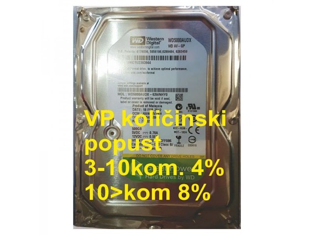 HDD 3.5 * 500GB WD5000AUDX  WD AV-GP GREEN IntelliPower 32MB SATA3 (1199)