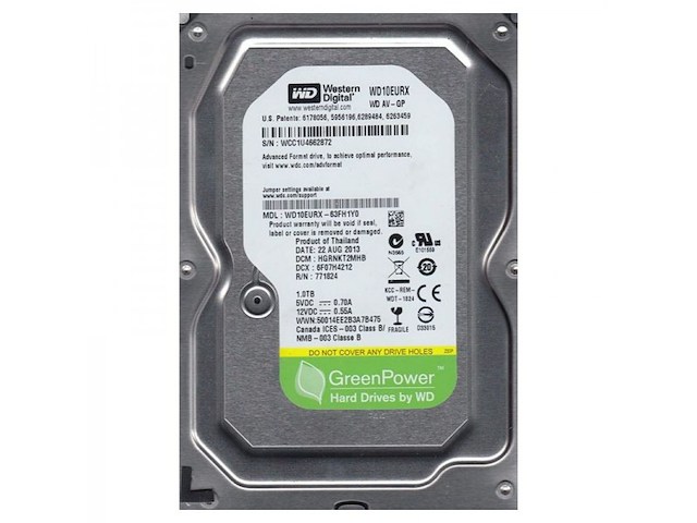 HDD 3.5 ** 1TB WD10EURX WD AV-GP Green IntelliPower 64MB SATA3