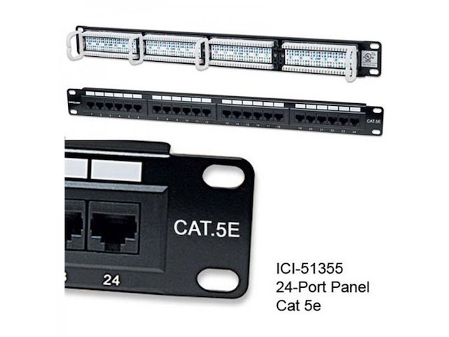 Intellinet prespojni panel Cat5e, UTP, 24-portni, 19``, 1U, crni