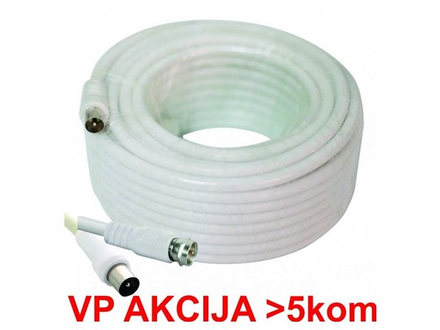 KABL-COAX-RG6/15 white (X553)** koaksialni kabl RG6 konektor F-male/IEC, conduct.18%, 6.5mm 15m (200