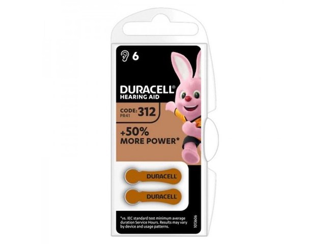 Duracell Hearing Aid 312 1,45V baterija za slusni aparat PAK6