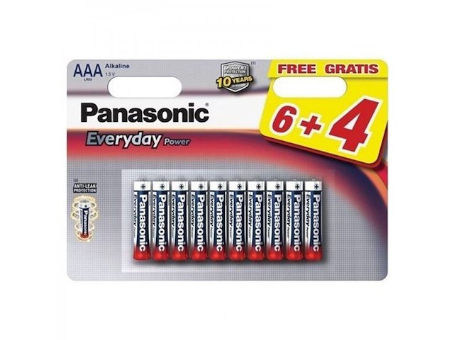PANASONIC baterije LR03EPS/10BW-AAA 10 kom 6+4F Alkalne Everyday