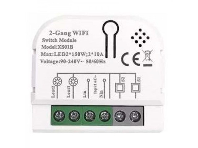 SMART-2GANG Tuya Wifi DIY Self-locking Remote Control Smart Switch Relay Module DC 5V/7