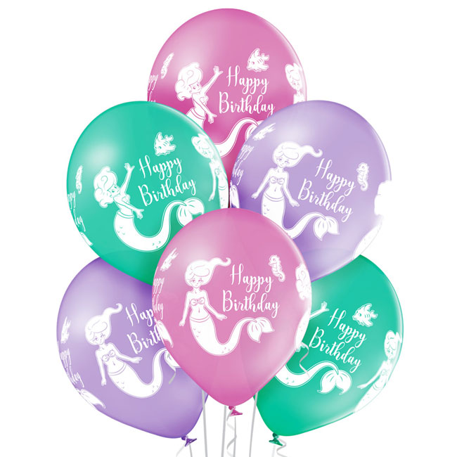 Sirene latex Happy Birthday baloni