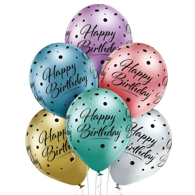 Chrome latex Happy Birthday baloni