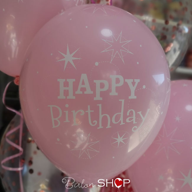 Svetlo roze happy birthday latex balon